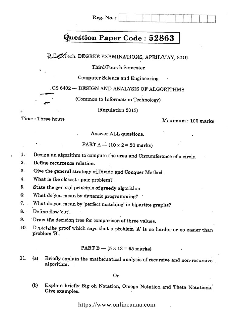 Btech Cs It 3 Sem 4 Sem Design and Analysis of Algorithms 52863 May ... Btech Cs It 3 Sem 4 Sem Design and Analysis of Algorithms 52863 May ...