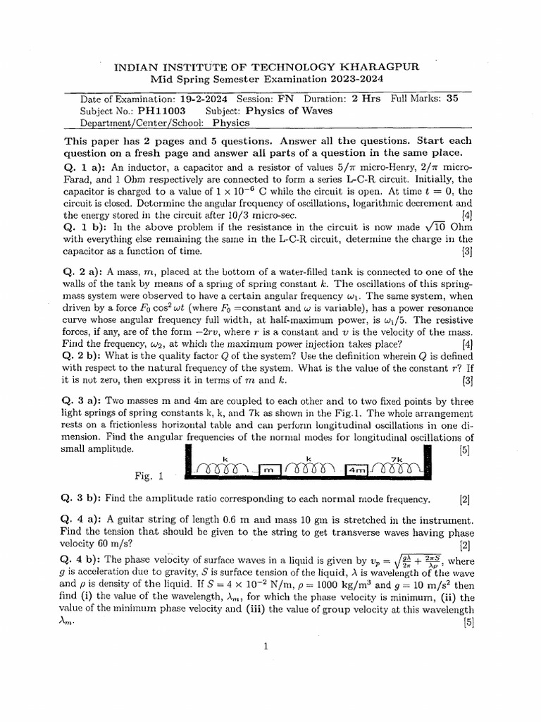 PH11003 Physics of Waves MS 2024 | PDF