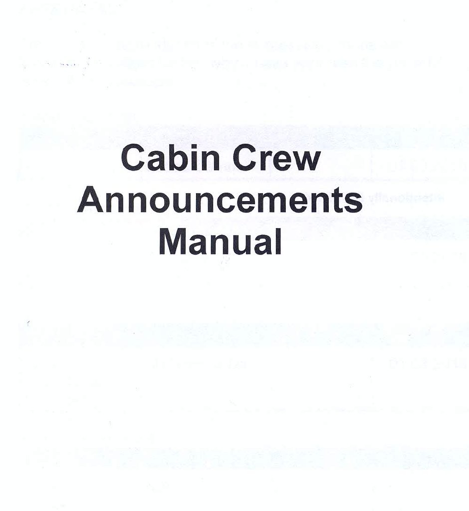 Cabin Crew Announcements Manual | PDF