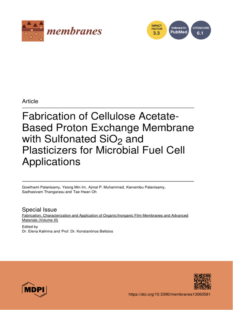 Membranes 13 00581 With Cover | PDF | Polymers | Cell Membrane