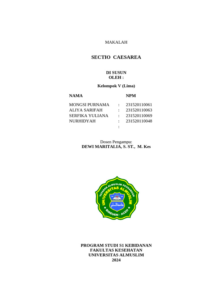 Panduan Lengkap Sectio Caesarea | PDF