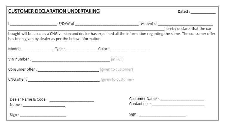 CNG Customer Declaration Form | PDF