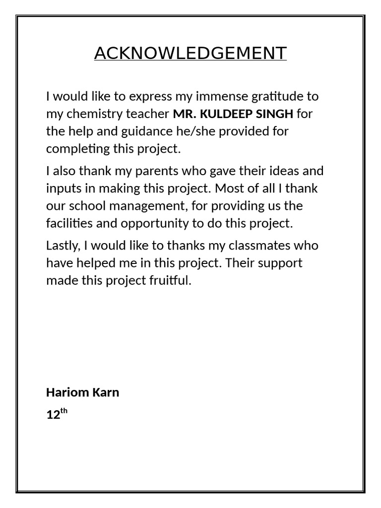 Acknowledgement - Copy | PDF