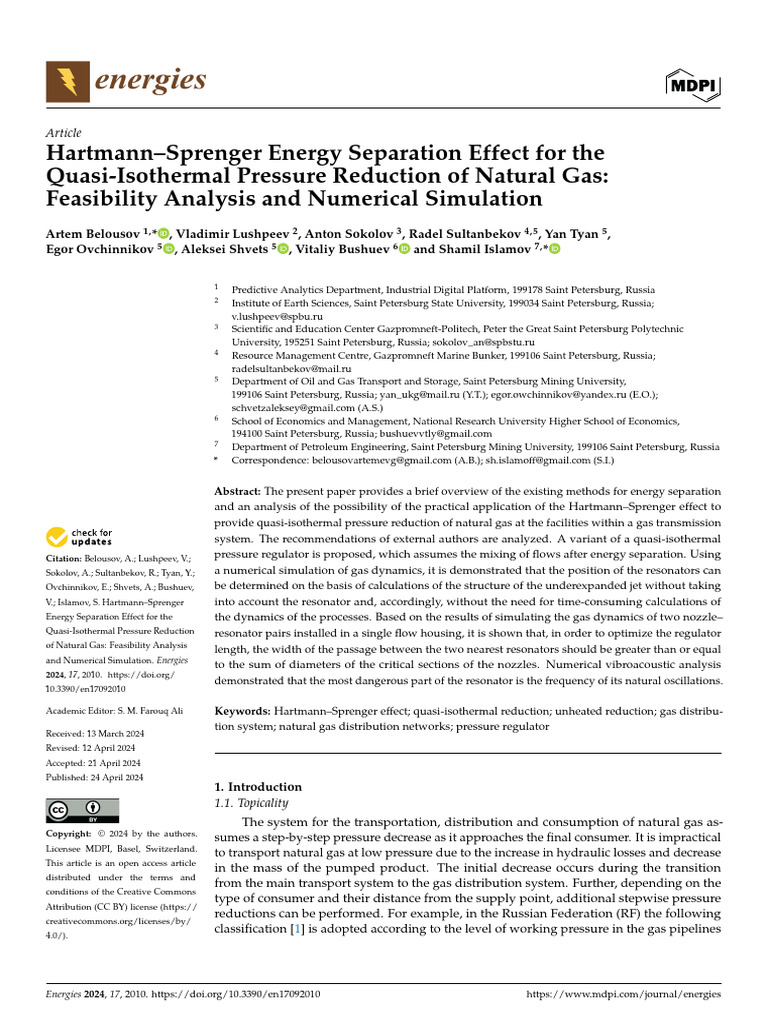 Hartmann–Sprenger Energy Separation Effect for the Quasi-Isothermal ... Hartmann–Sprenger Energy Separation Effect for the Quasi-Isothermal ...