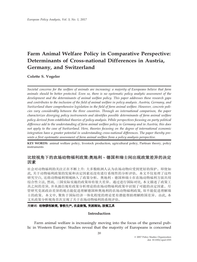 European Policy Analysis - 2017 - Vogeler - Farm Animal Welfare Policy ...