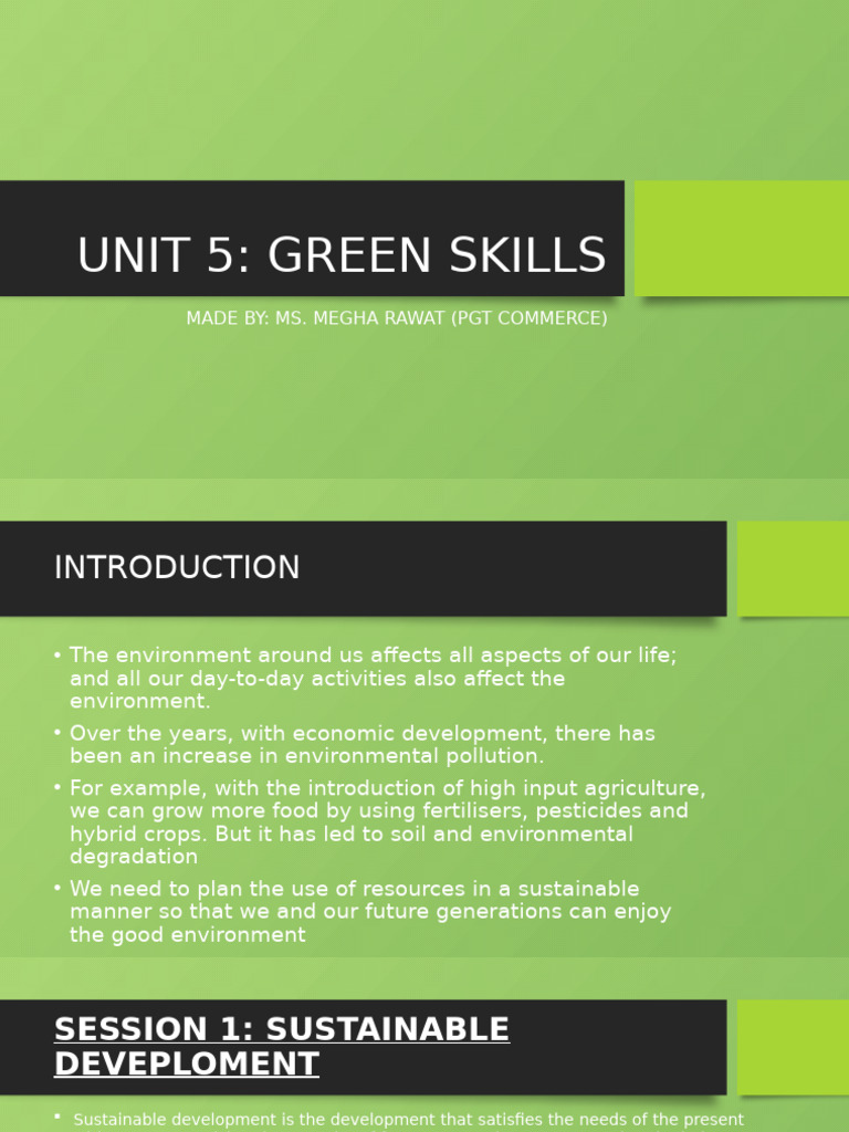 Emp Skill Unit 5 - Green Skill | PDF | Sustainability | Agriculture