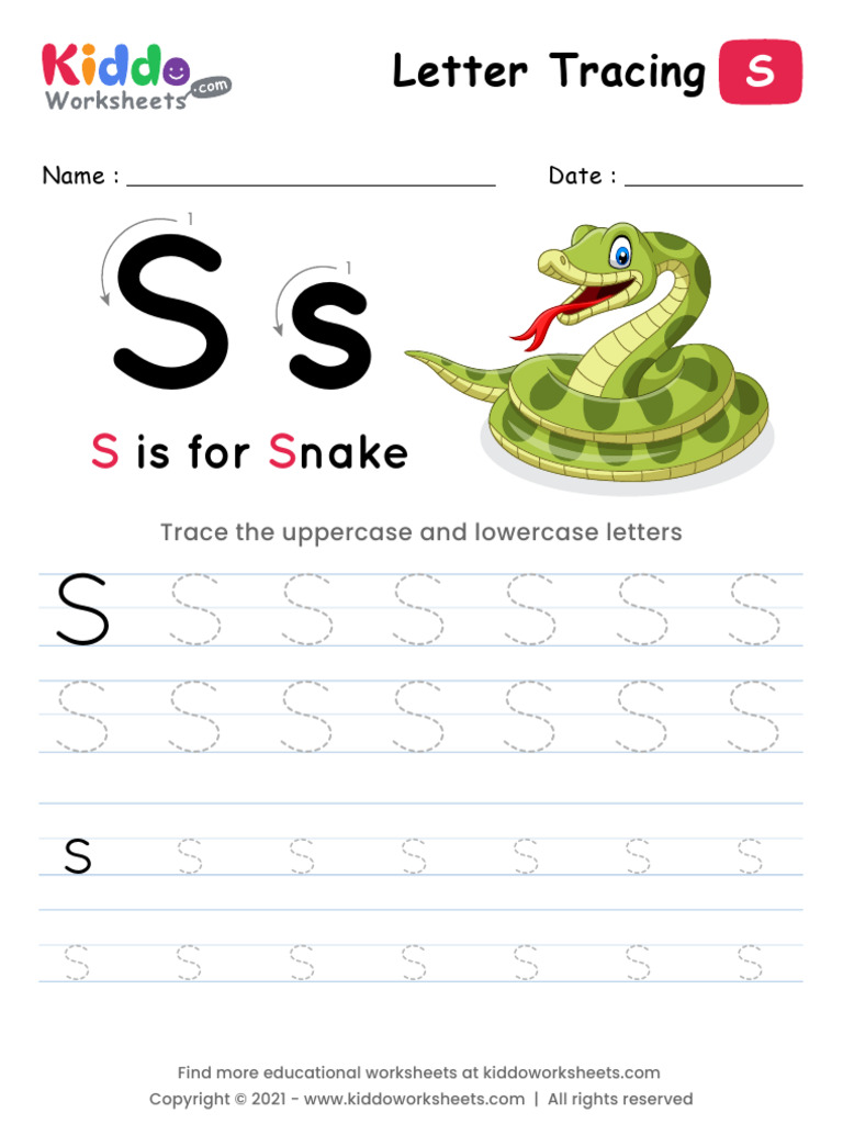 Letter Tracing Alphabet S Worksheet | PDF