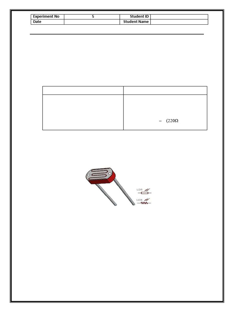 Experiment 5_LDR Smart lighting | PDF | Arduino | Electrical Resistance And Conductance