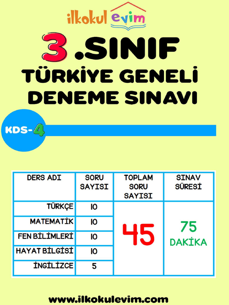 3 Sinif Turkiye Geneli Kds 4 | PDF