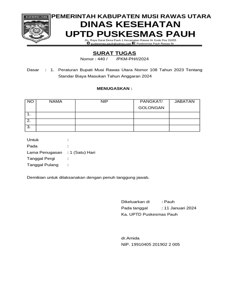 Surat Tugas Dan LHP Tahun 2024 | PDF