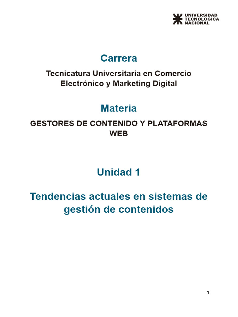 Material Complementario II - Unidad 1 - Gestión de Contenidos y Plataformas Web. | PDF ...