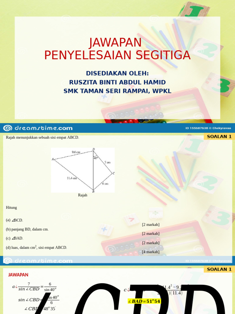 Penyelesaian Segi Tiga. (Jawapan) | PDF