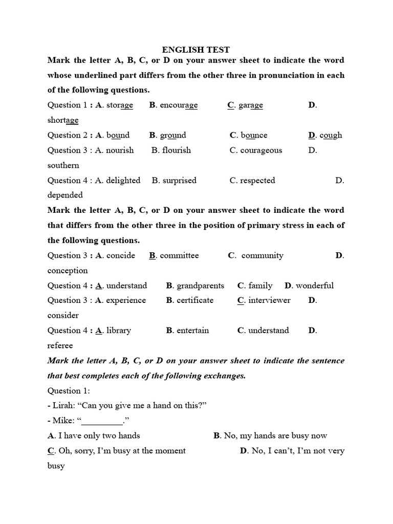 ENGLISH TEST | PDF