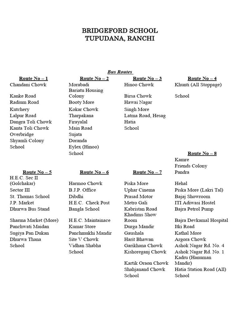 8 Bus Route | PDF