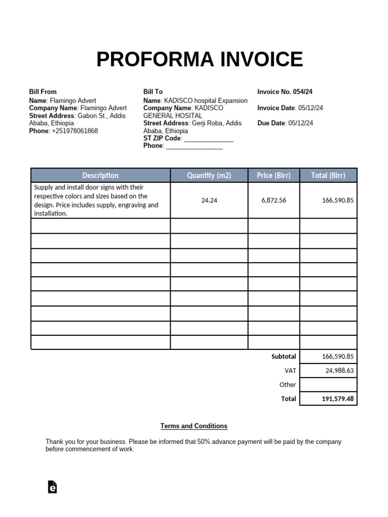 KADISCO PROFORMA FINAL(1) | PDF