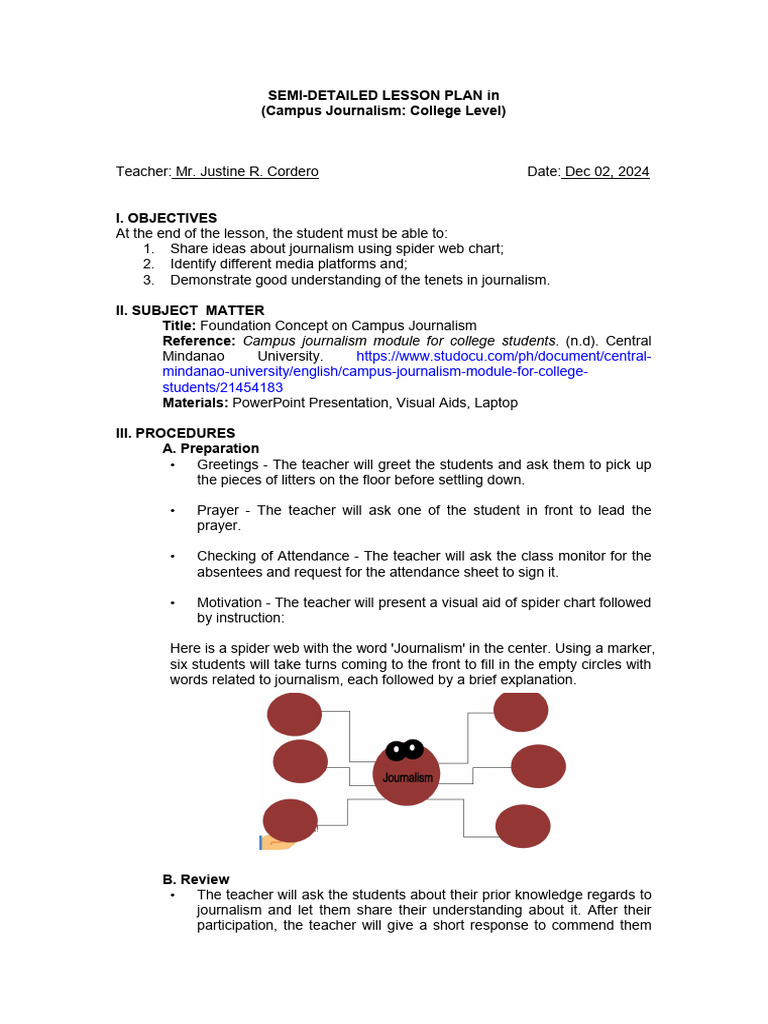 Campus Journalism Lesson Plan | PDF | News | Newspapers