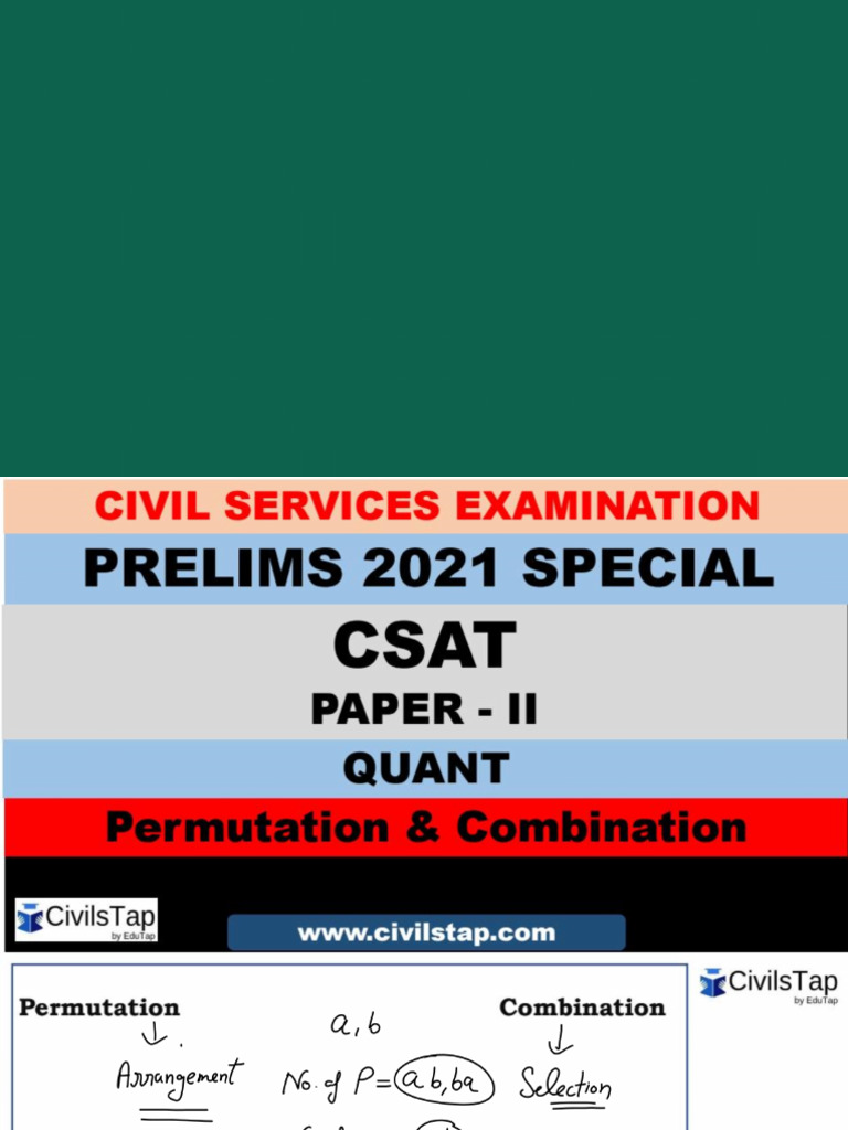 Free CSAT Lectures UPSC Prelims 2021 Quant Day 32 Permutation & | PDF