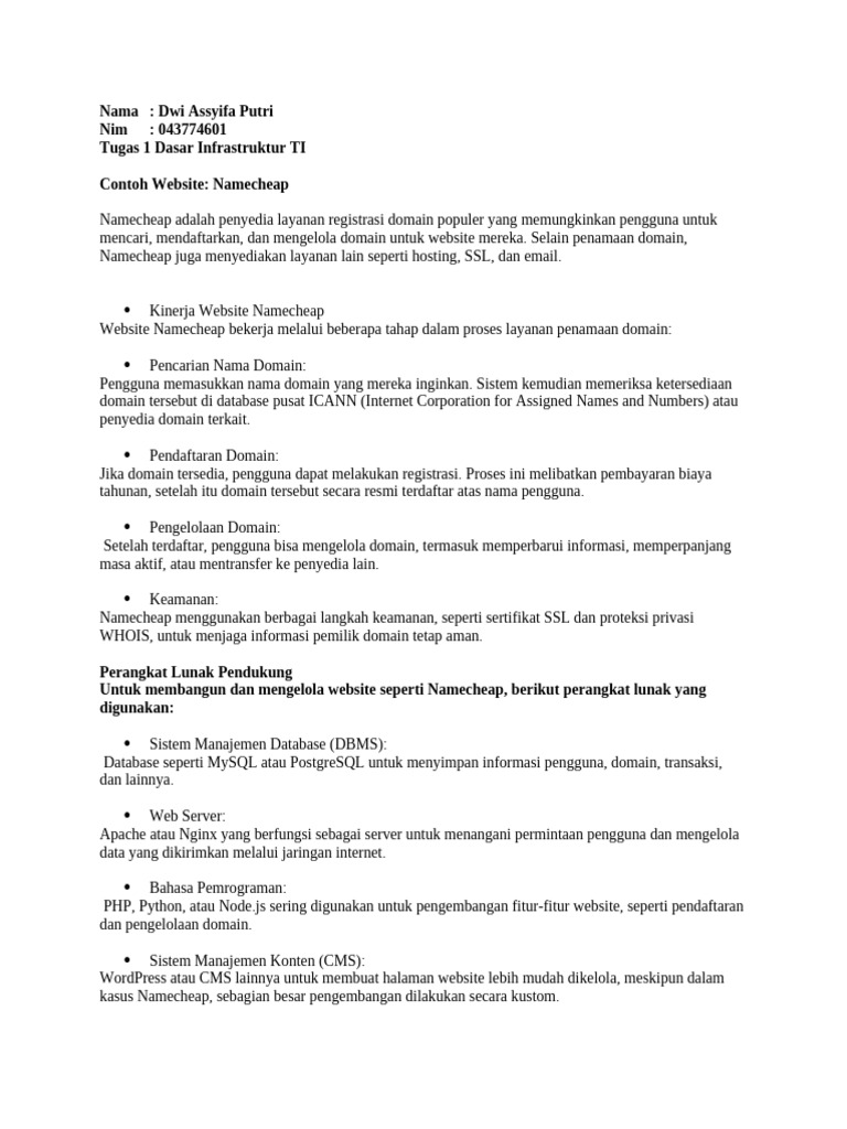 Tugas 1 Dasar Infrastruktur TI | PDF