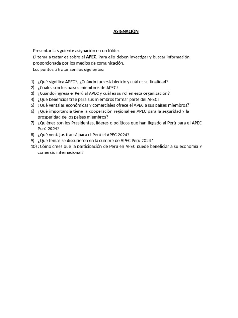 Asignación Sobre El Apec | PDF