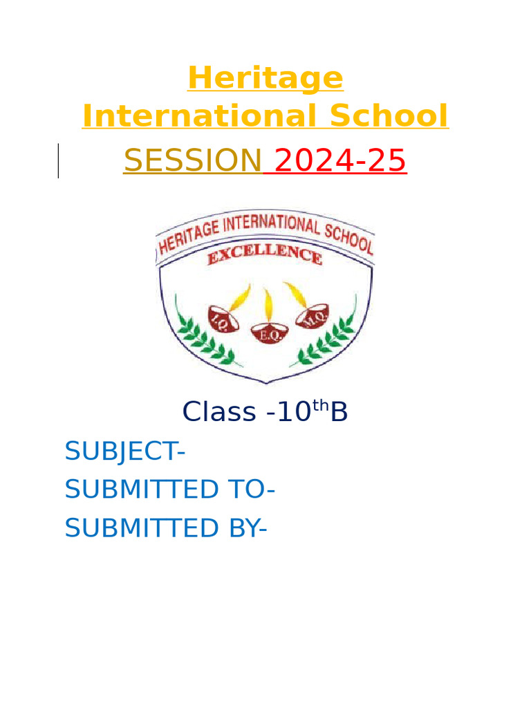 Heritage Int'l School Class 10B | PDF