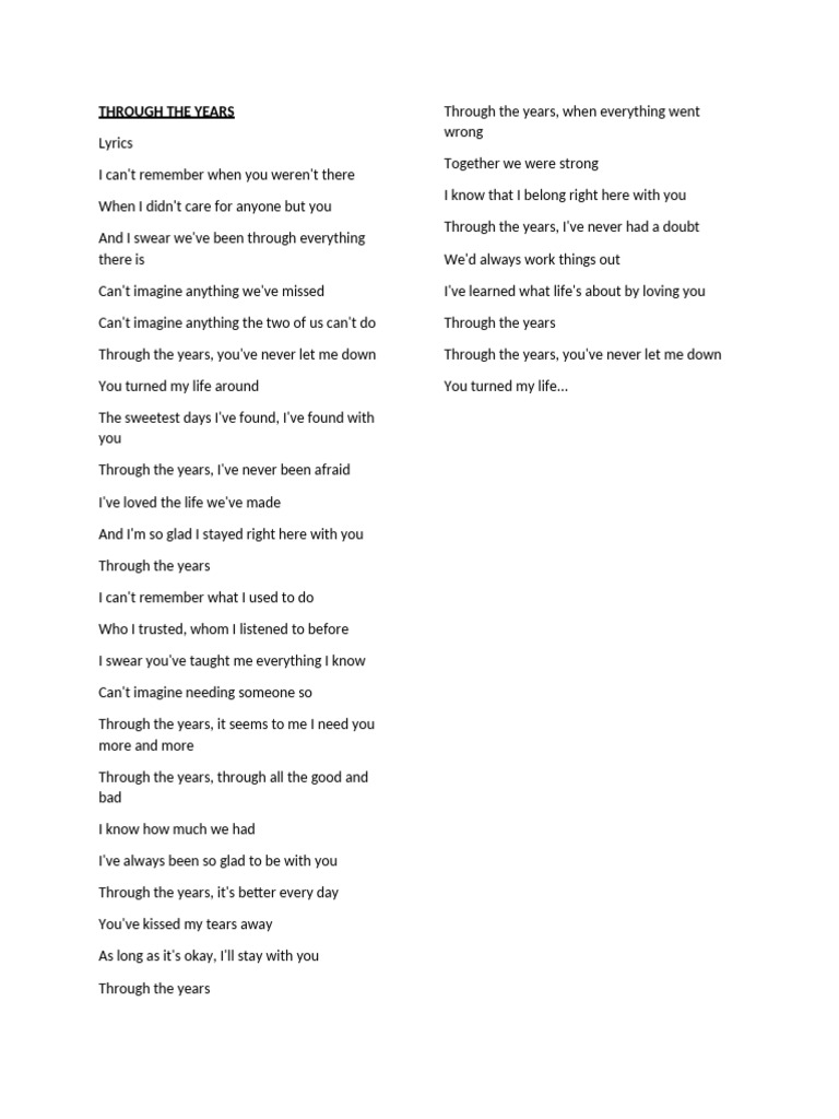 Through The Years | PDF