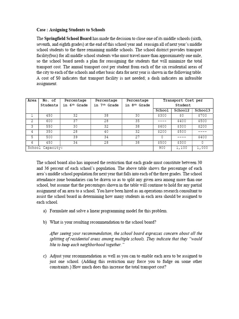 12 Assigning Students To Schools | PDF | Middle Schools | Algorithms