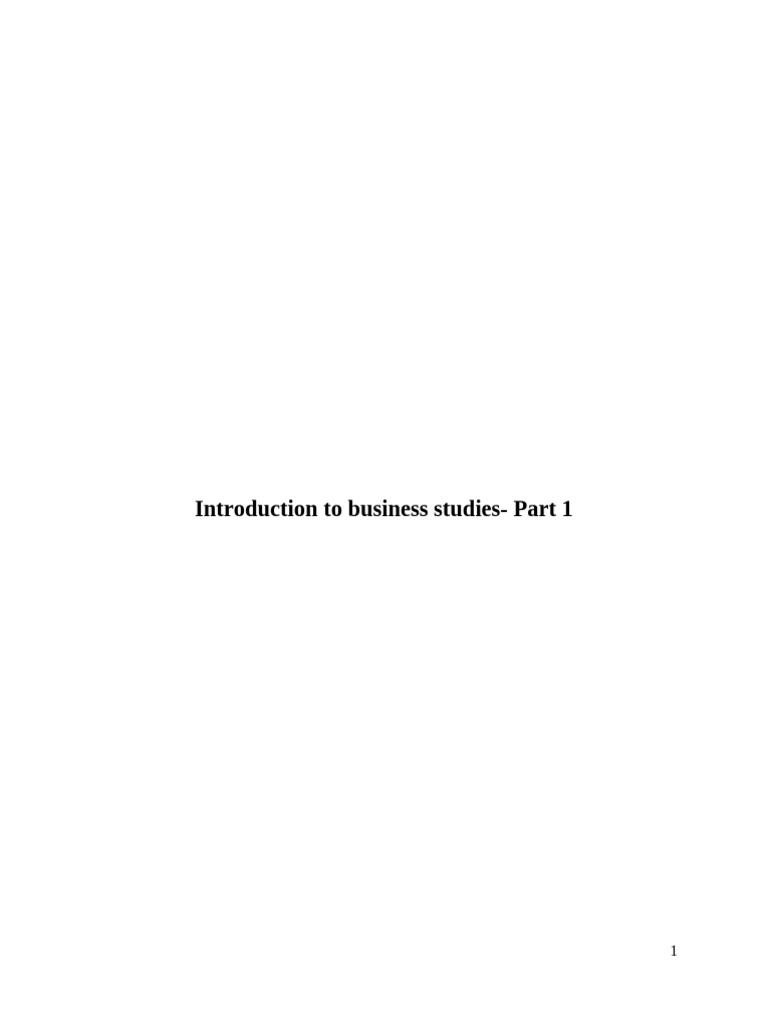 Introduction To Business Studies - Part 1 | PDF | Motivational | Motivation