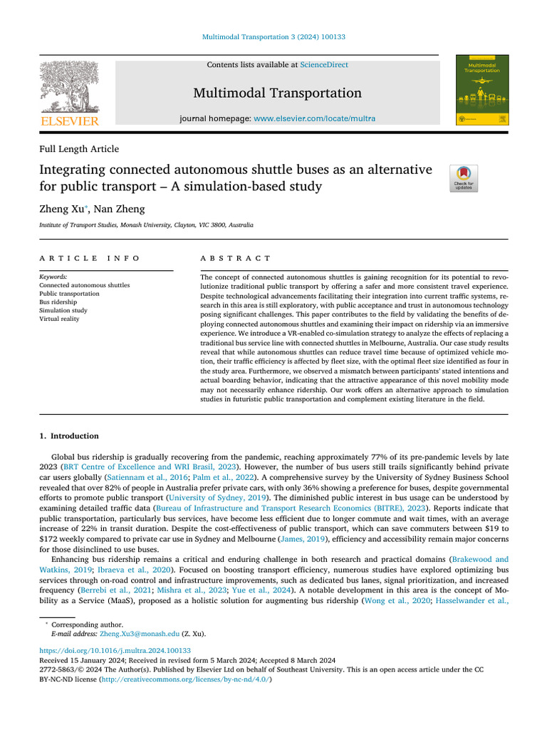1 s2.0 S2772586324000145 Main | PDF | Simulation | Public Transport