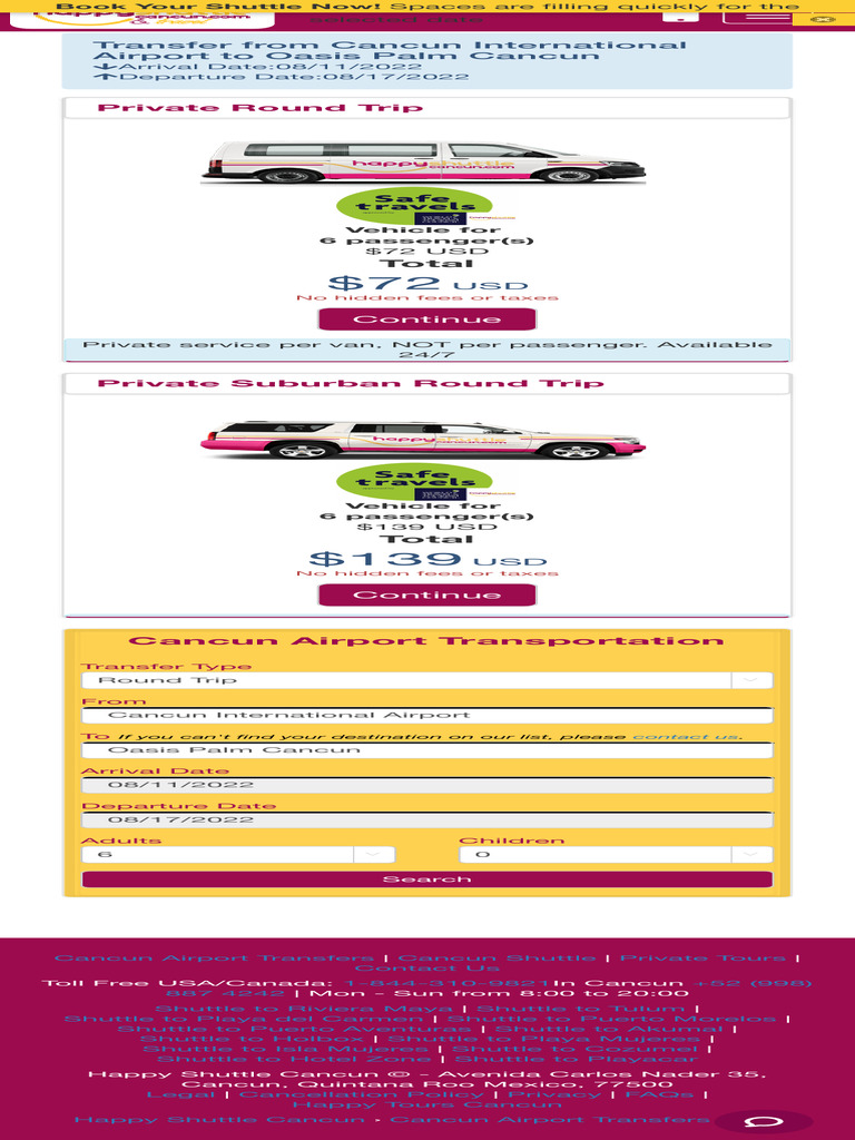 Results Happy Shuttle Cancun | PDF