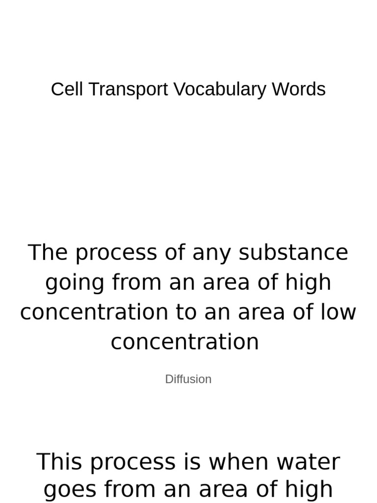 Cell Transport Vocabulary Explained | PDF