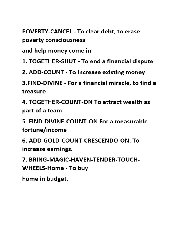 Switchwords For Money | PDF