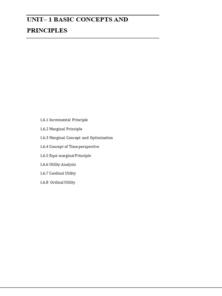 UNIT - 1 Basic Concepts and Principles | PDF | Economics | Macroeconomics