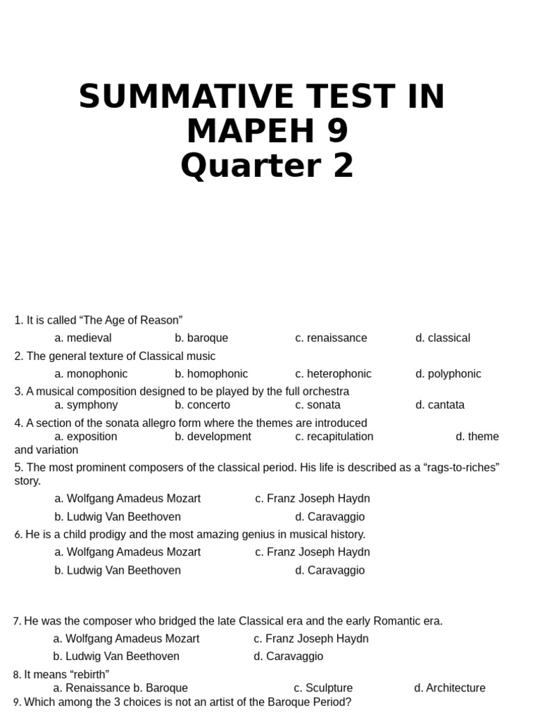 MAPEH 9 Quarter 2 Summative Test | PDF | Substance Abuse | Drugs