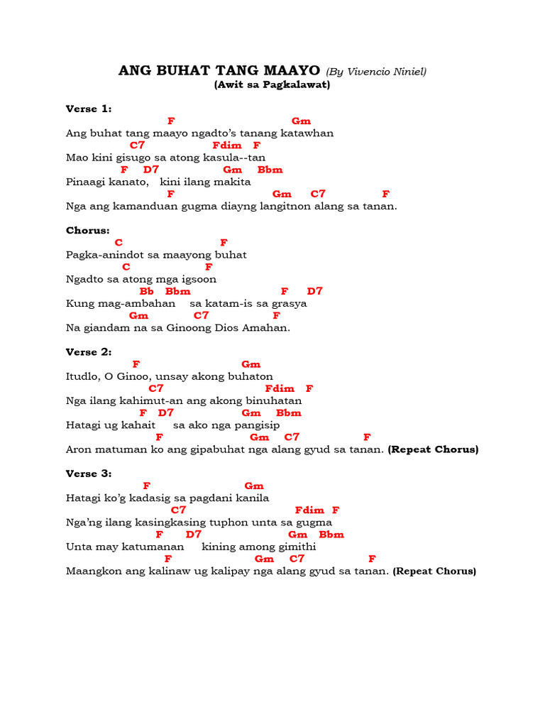 Ang Buhat Tang Maayo (Chords) | PDF