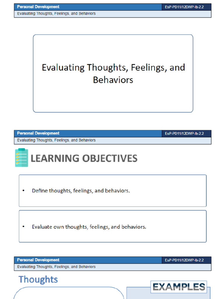Evaluating Toughts Feelings and Behaviors | PDF