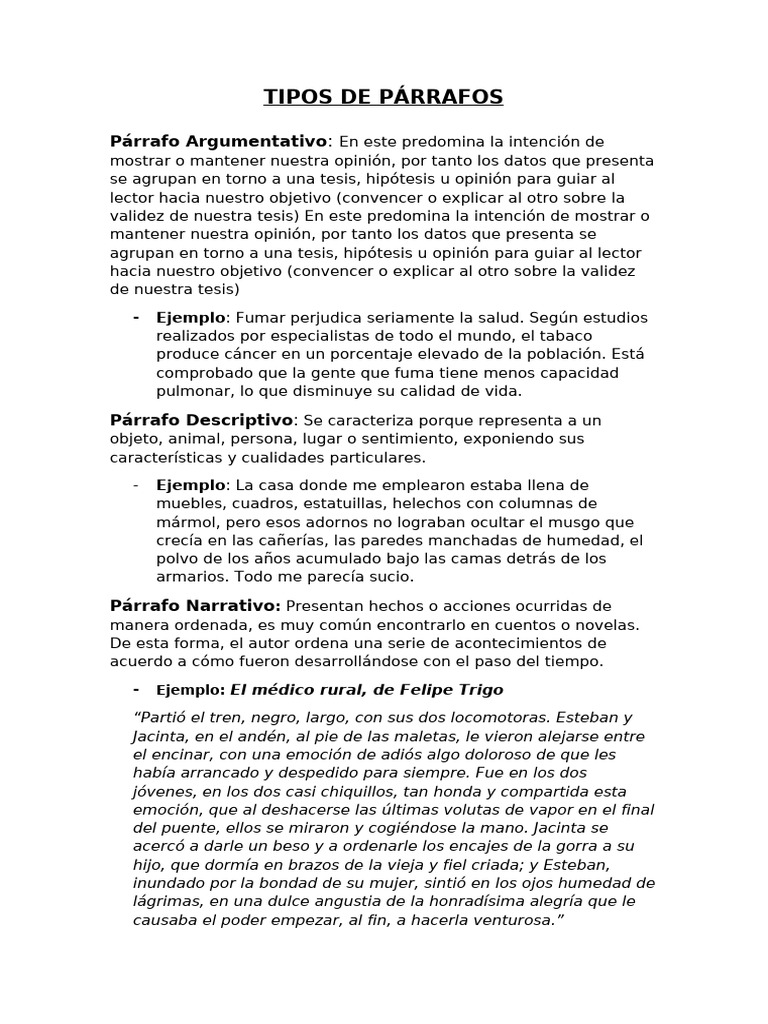 Tipos de Párrafos | PDF