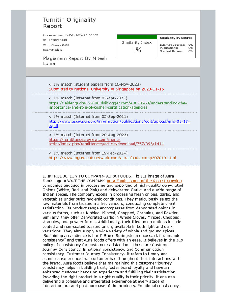 Turnitin - Originality Report - Plagiarism Report 10 | PDF | Turnitin ...