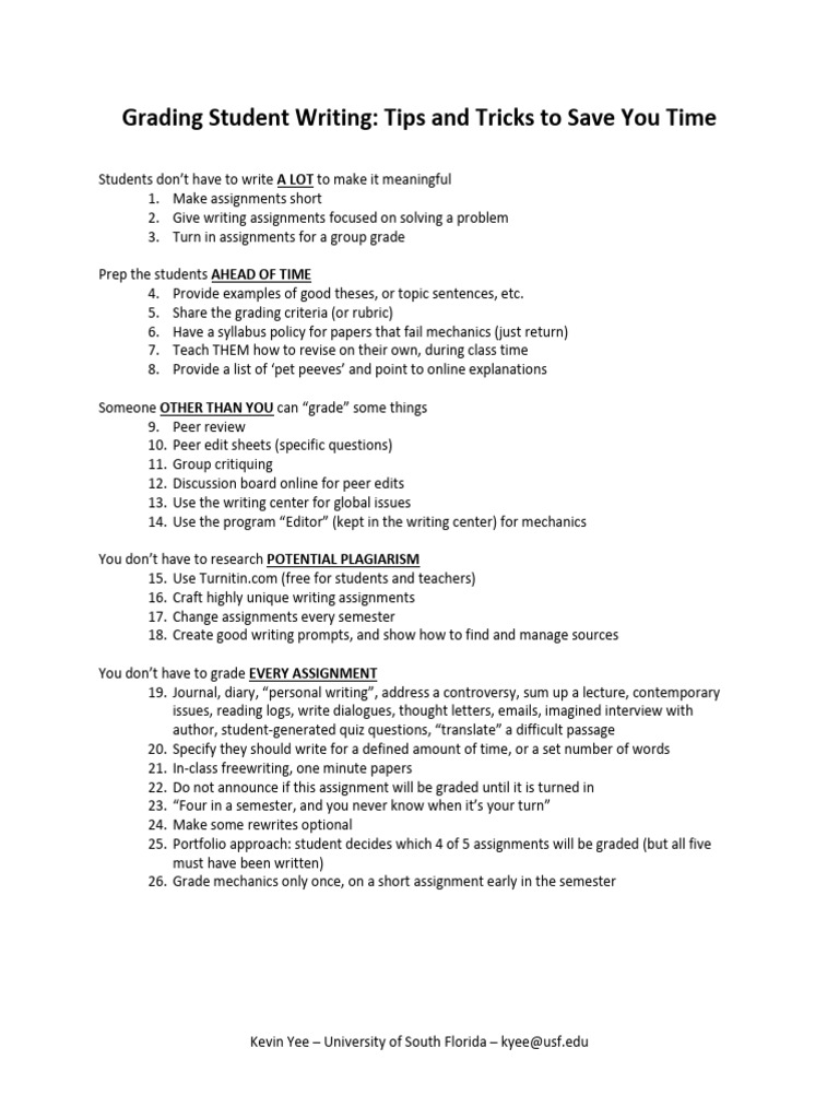 Handout Grading Writing Assignments | PDF | Proofreading | Human ...