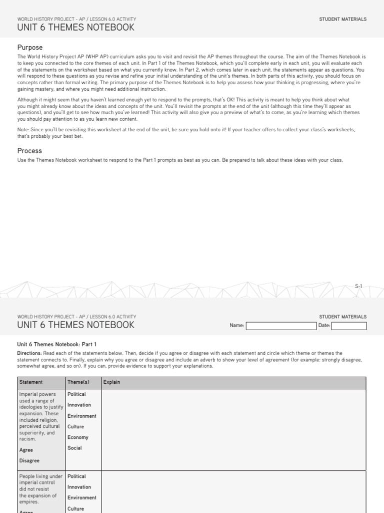 WHP-AP 6-0-6 Activity - Themes Notebook Student | PDF | Imperialism ...