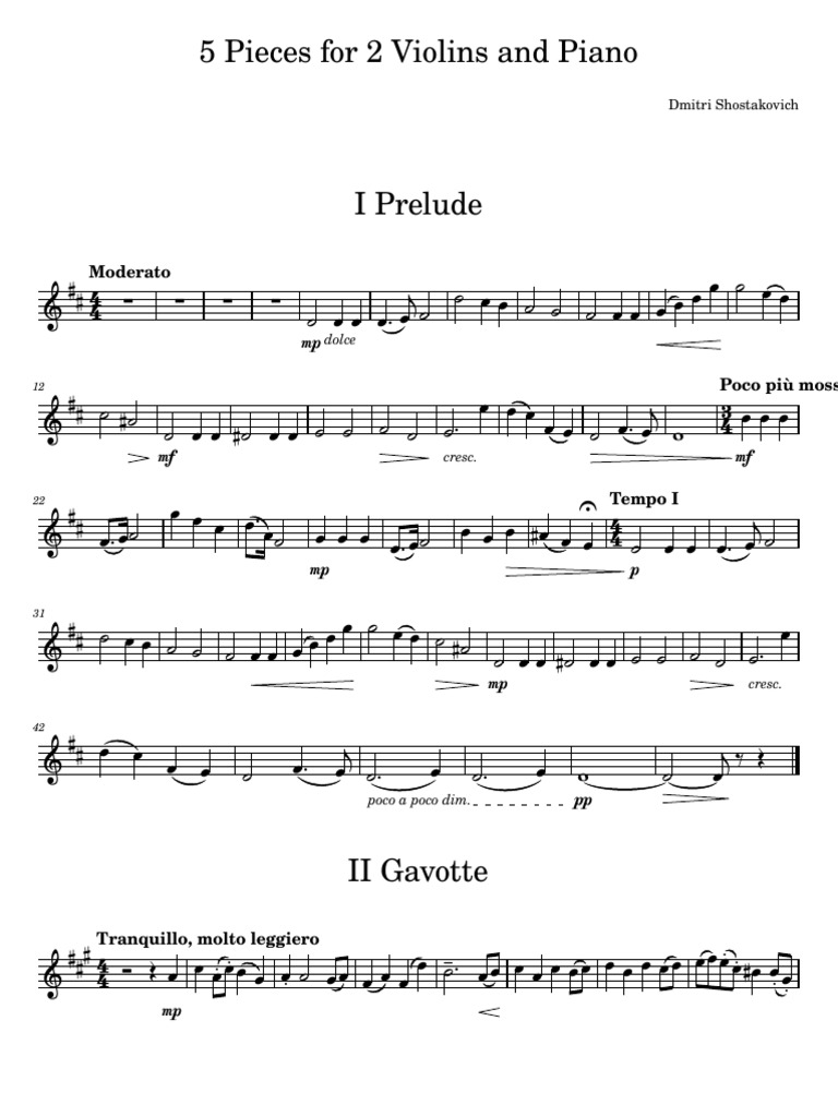 Shostakovich: 5 Pieces for Violin & Piano | PDF | Tempo | Musical ...