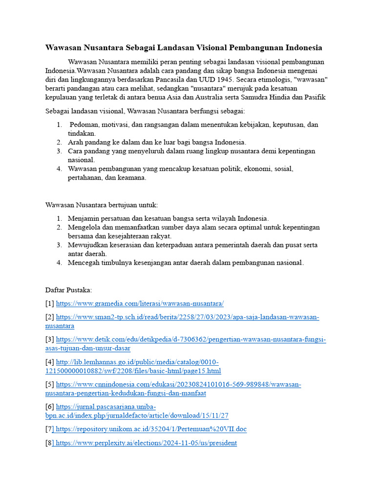 Wawasan Nusantara Sebagai Landasan Visional Pembangunan Indonesia | PDF