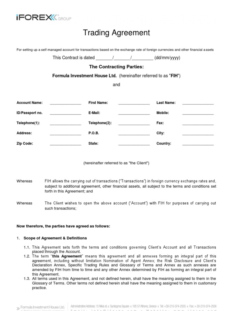 Forex Trading Agreement Template | PDF