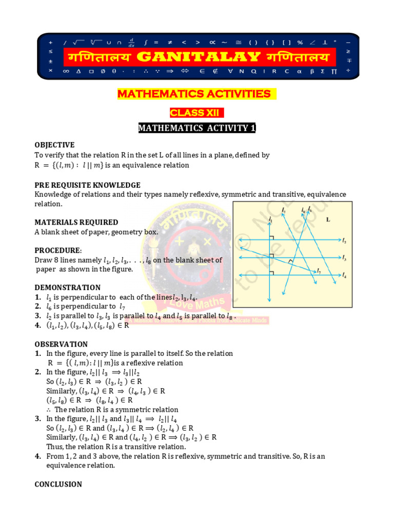 Class XII Mathematics Activities Guide | PDF | Area | Tangent
