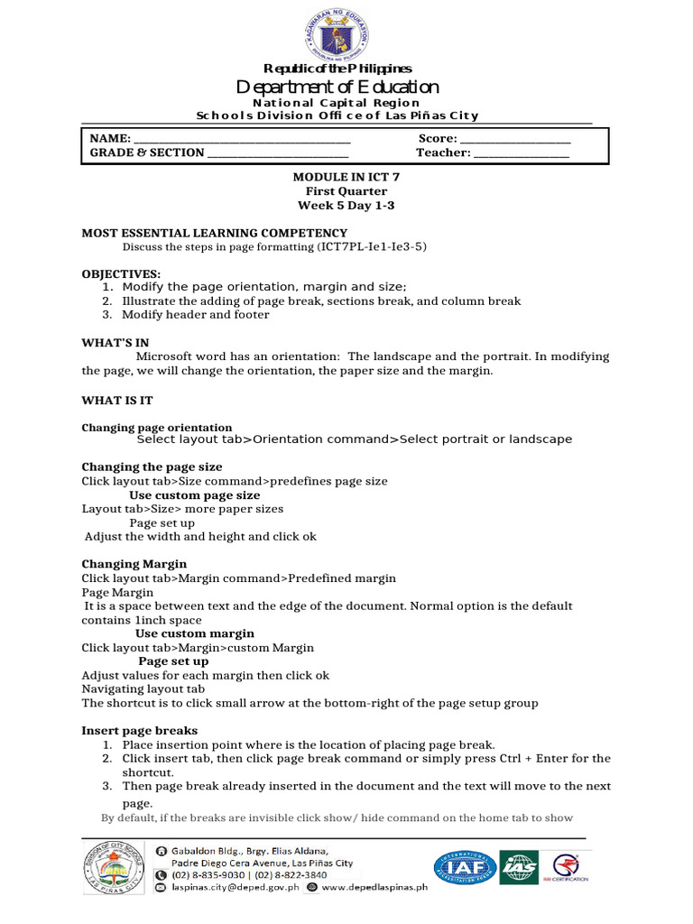 Module ICT g7 Week 5 Day 1 3 | PDF | Computer Keyboard | Text