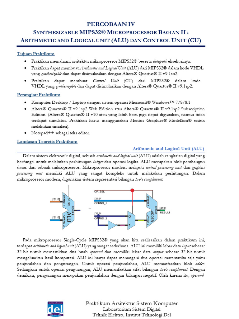 Modul_4_Arithmetic_and_Logical_Unit_(ALU)_dan_Control_Unit_(CU) | PDF