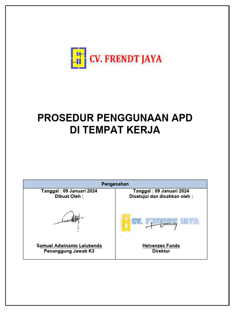 Prosedur Penggunaan APD Di Tempat Kerja | PDF