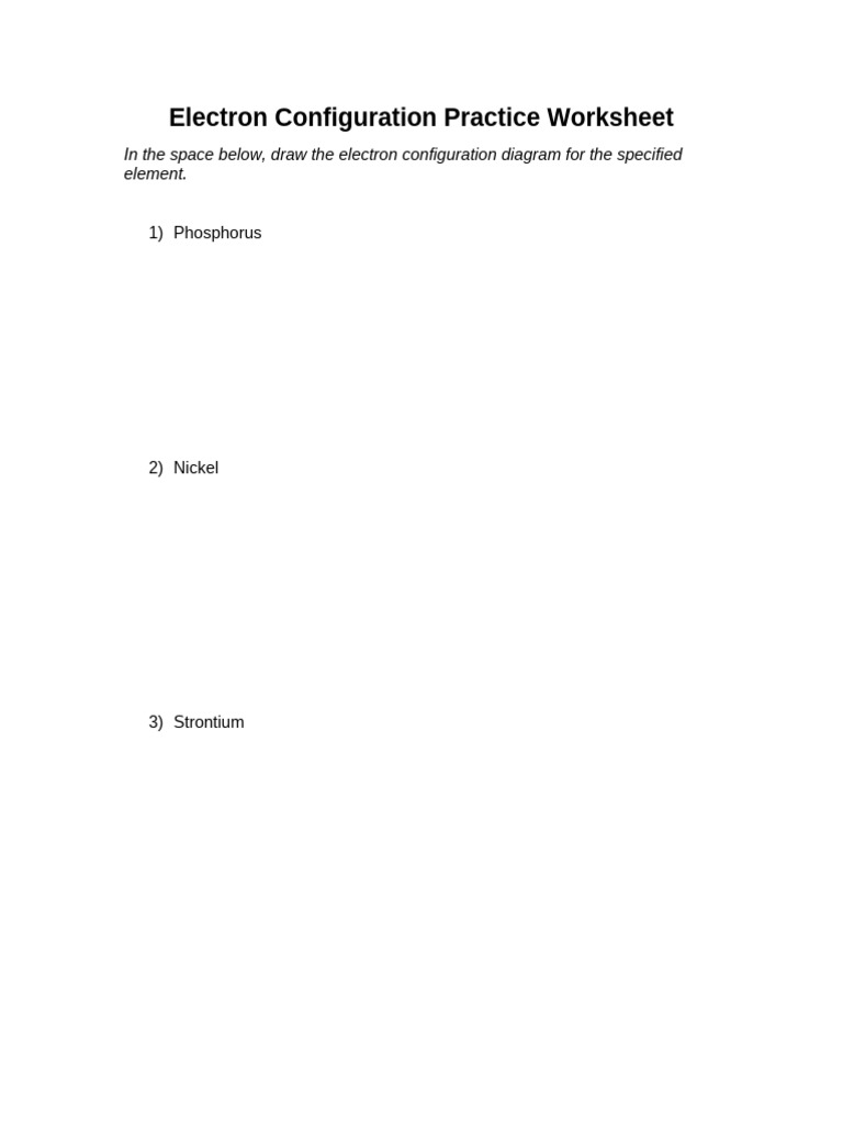 Electron Configuration Homework | PDF