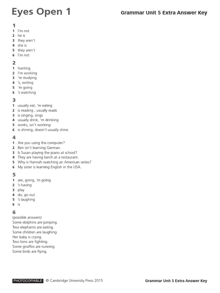 Unit 5 Grammar Extra Answer Key | PDF