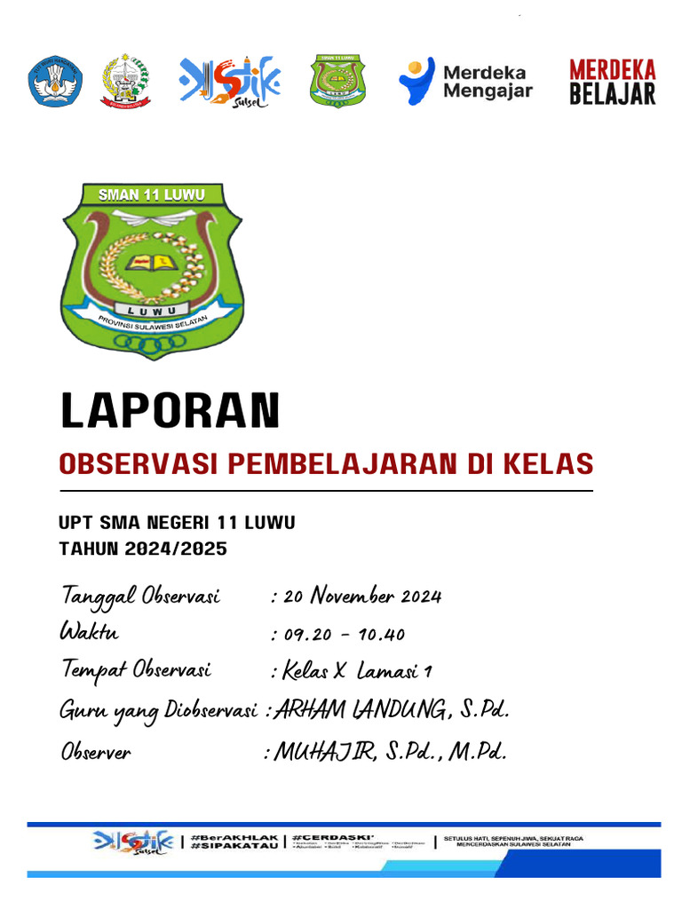 Laporan Observasi Rekan Sejawat ARHAM | PDF