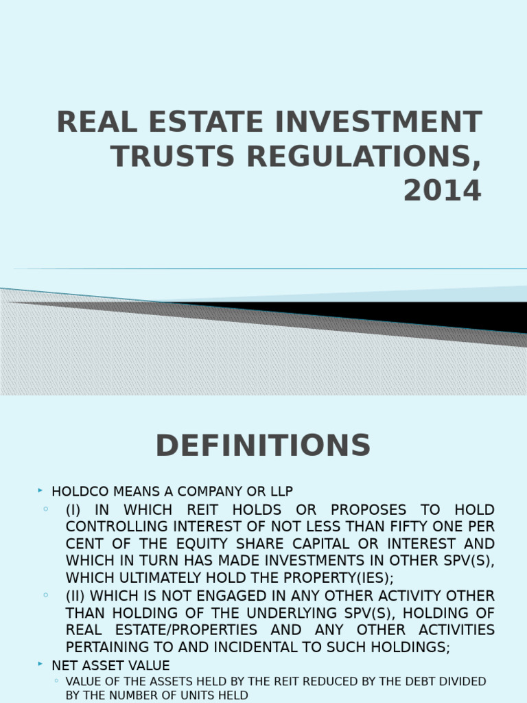 Understanding REITs and INVITs Regulations | PDF | Real Estate ...